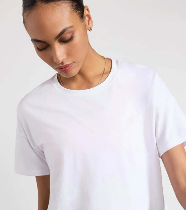 MPG Cropped Boyfriend Tee | White - Fancy That & The Roundstone